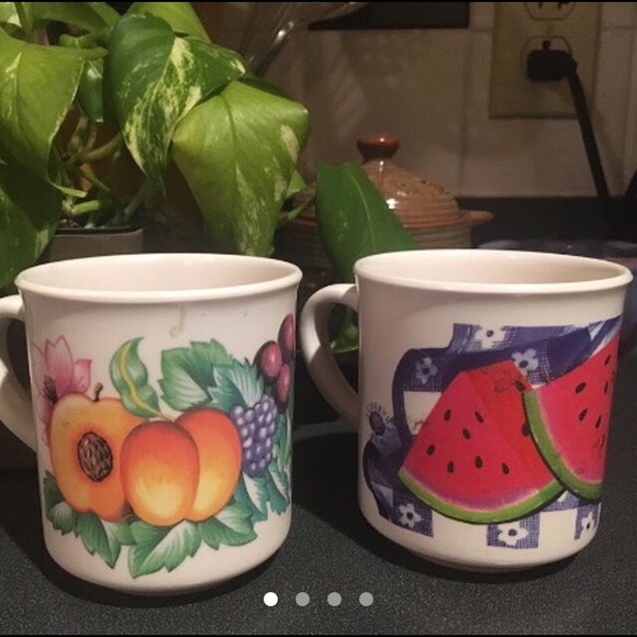 Other | Pair Of Plastic Vintage Fruit Mugs | Poshmark